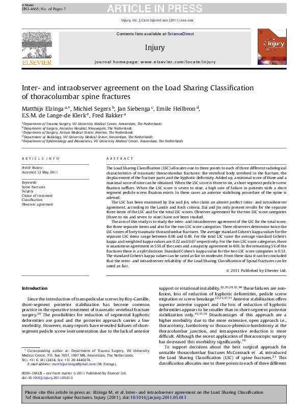 (PDF) Observer Agreement on Load Sharing Classification