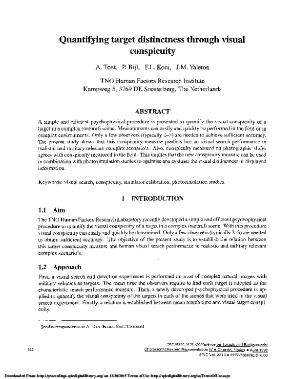 (PDF) Quantifying target distinctness through visual conspicuity