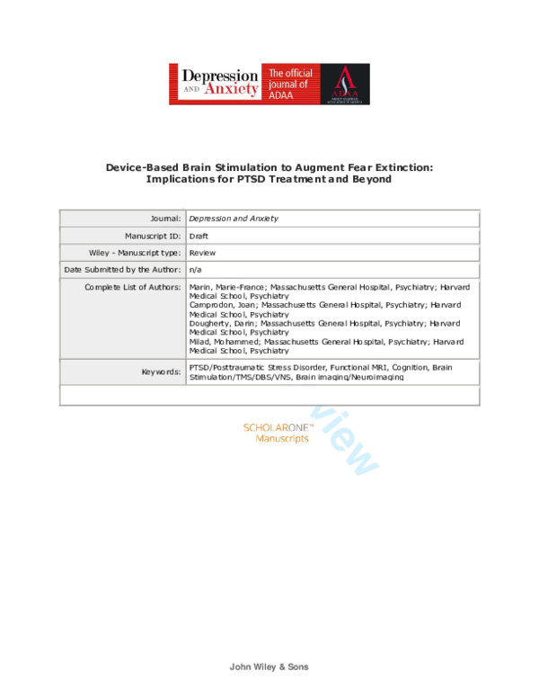 (PDF) DEVICE-BASED BRAIN STIMULATION TO AUGMENT FEAR EXTINCTION ...
