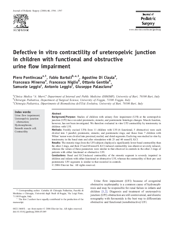 (PDF) Defective in vitro contractility of ureteropelvic junction in ...