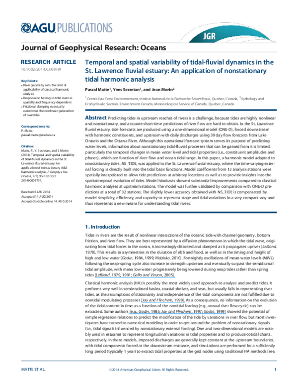 Pdf Temporal And Spatial Variability Of Tidal Fluvial Dynamics In The