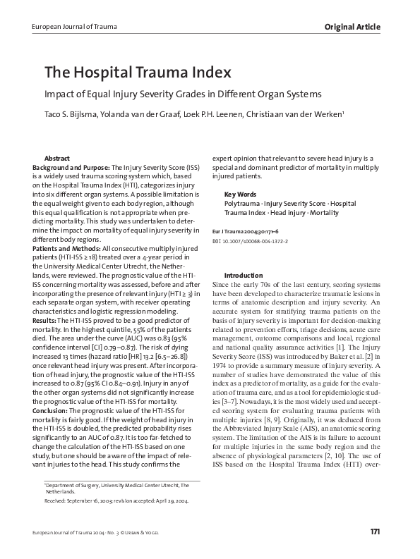 (PDF) The Hospital Trauma Index