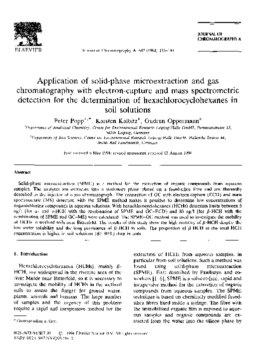 (PDF) Application of solid-phase microextraction and gas chromatography with electron-capture ...