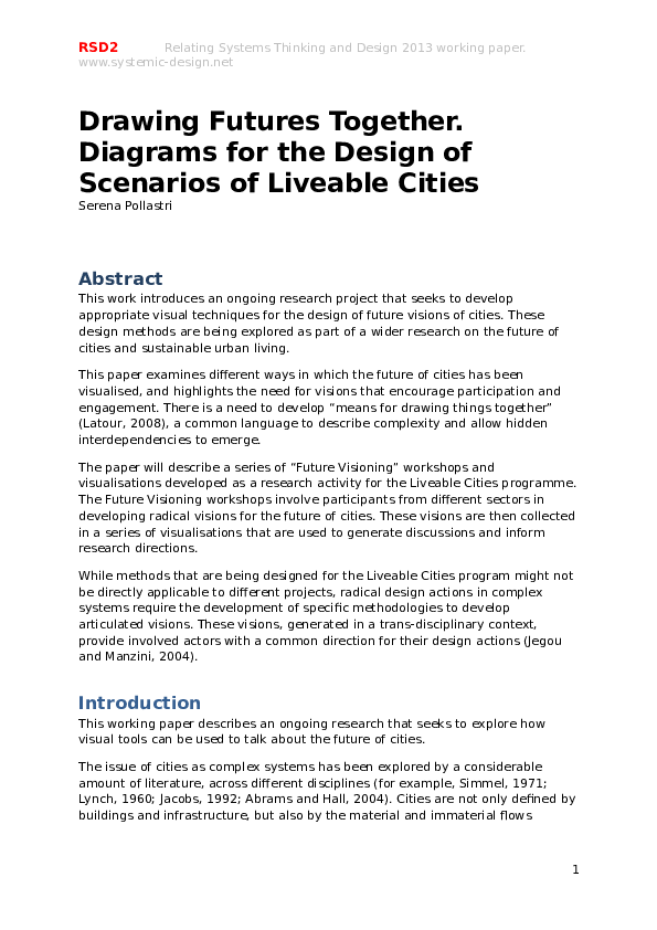 (DOC) Drawing Futures Together. Diagrams for the Design of Scenarios of ...