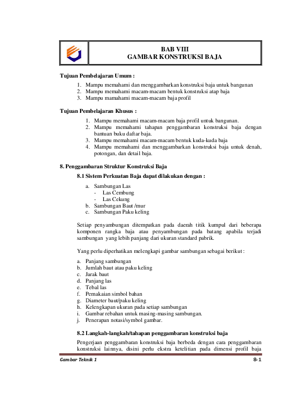 (PDF) BAB VIII GAMBAR KONSTRUKSI BAJA