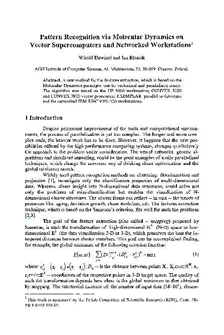 (PDF) Pattern recognition via Molecular Dynamics on vector supercomputers and networked workstations