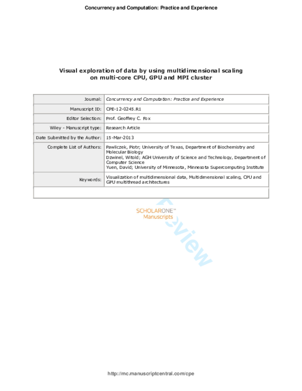 (PDF) Visual exploration of data by using multidimensional scaling on multicore CPU, GPU, and ...