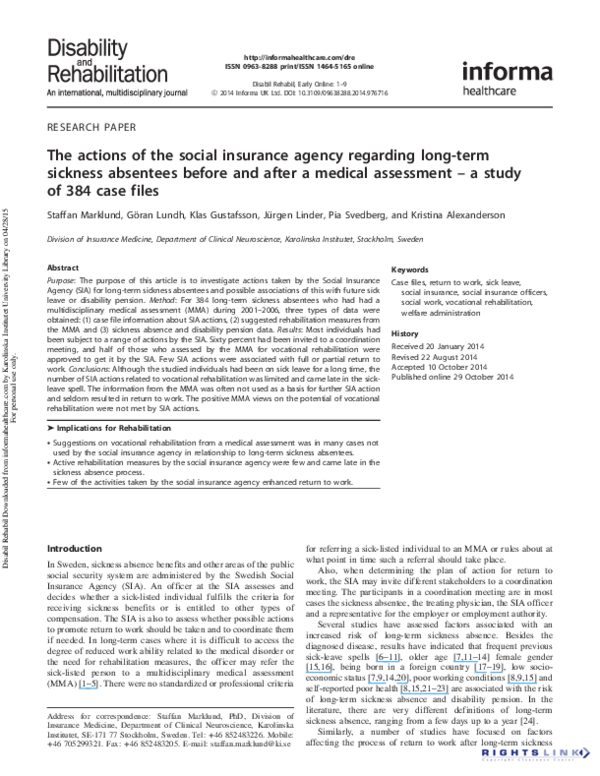 (PDF) The actions of the social insurance agency regarding long-term ...