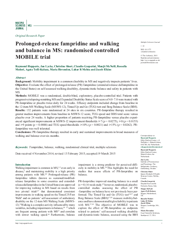 (PDF) Prolonged-release fampridine and walking and balance in MS ...