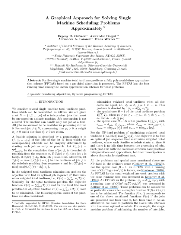 Pdf A Graphical Approach For Solving Single Machine Scheduling Problems Approximately