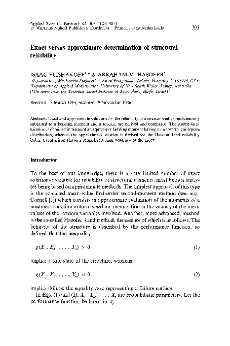 (PDF) Exact versus approximate determination of structural reliability