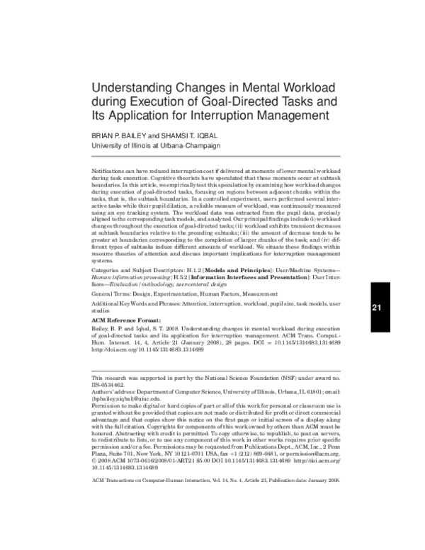(PDF) Understanding changes in mental workload during execution of goal ...