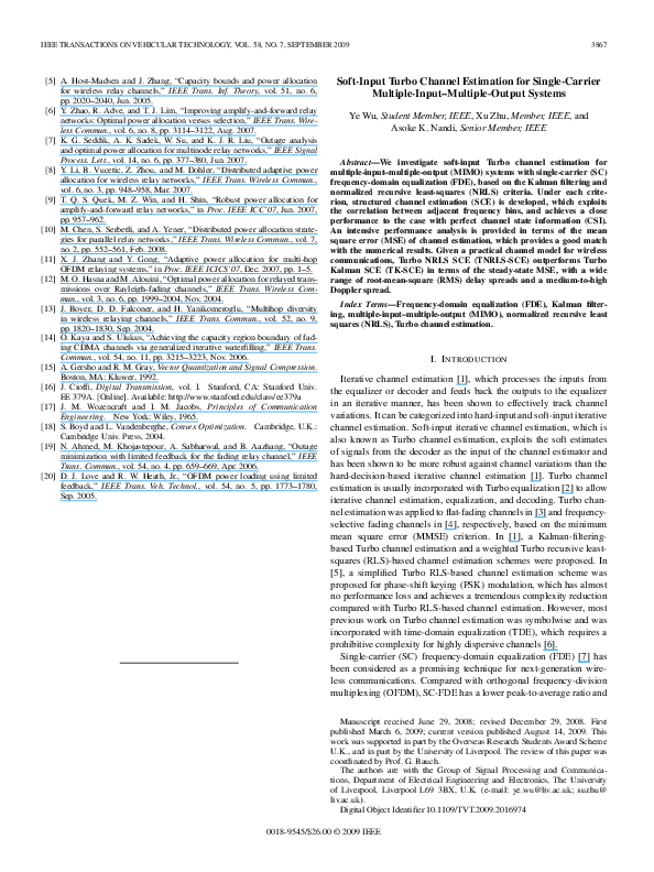 (PDF) Soft-Input Turbo Channel Estimation for Single-Carrier Multiple-Input–Multiple-Output Systems