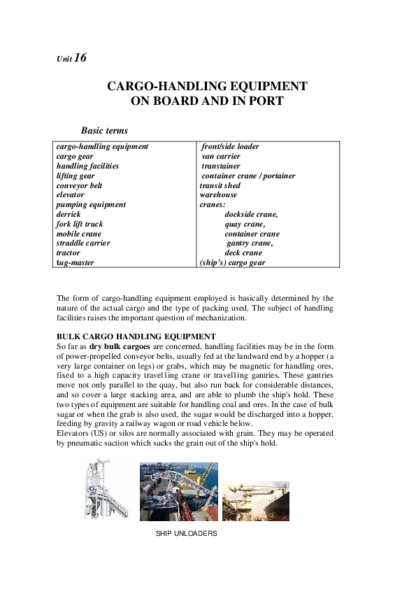 (PDF) CARGO-HANDLING EQUIPMENT ON BOARD AND IN PORT