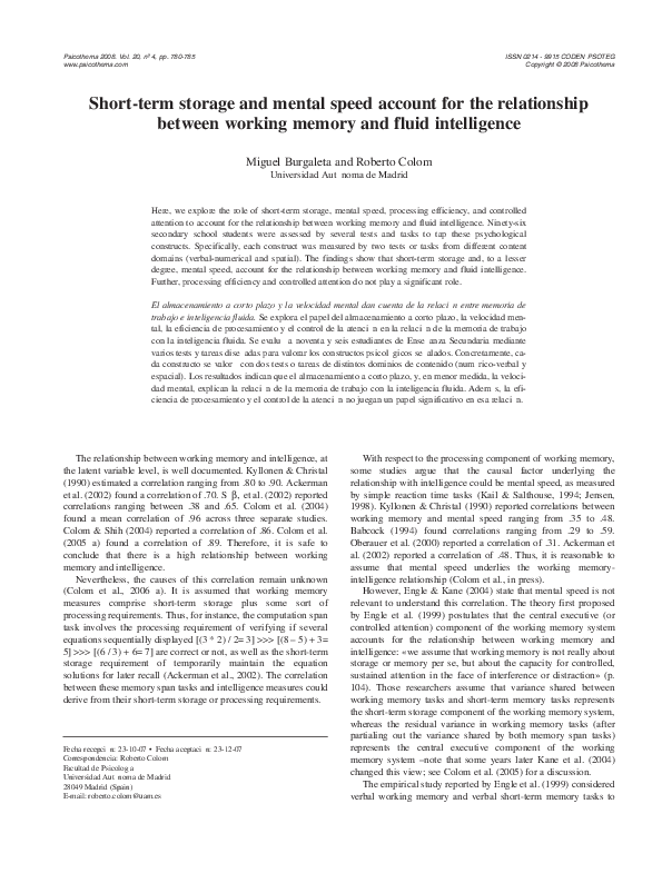 (PDF) Short-term storage and mental speed account for the relationship between working memory ...
