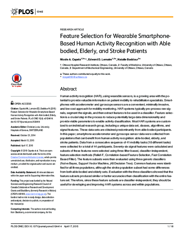 (PDF) Feature Selection for Wearable Smartphone-Based Human Activity Recognition with Able ...
