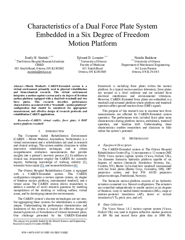 (PDF) Characteristics of a dual force plate system embedded in a six ...