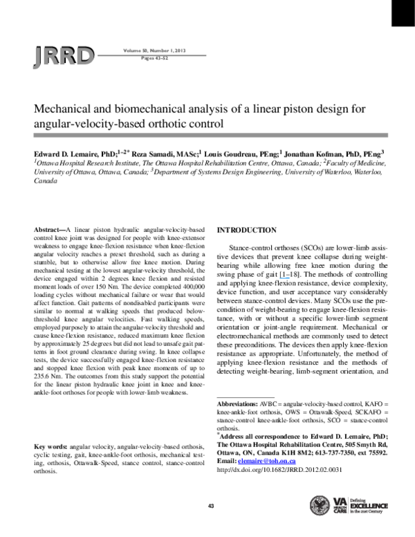 (PDF) Mechanical and biomechanical analysis of a linear piston design ...