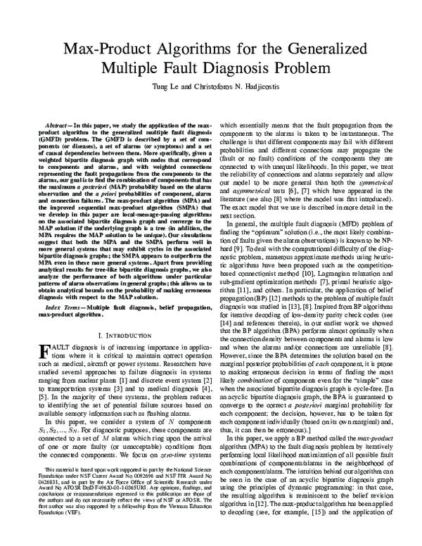 Pdf Max Product Algorithms For The Generalized Multiple Fault