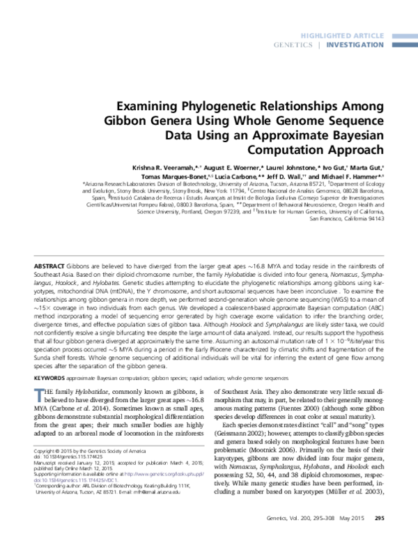 (PDF) Examining Phylogenetic Relationships Among Gibbon Genera Using ...
