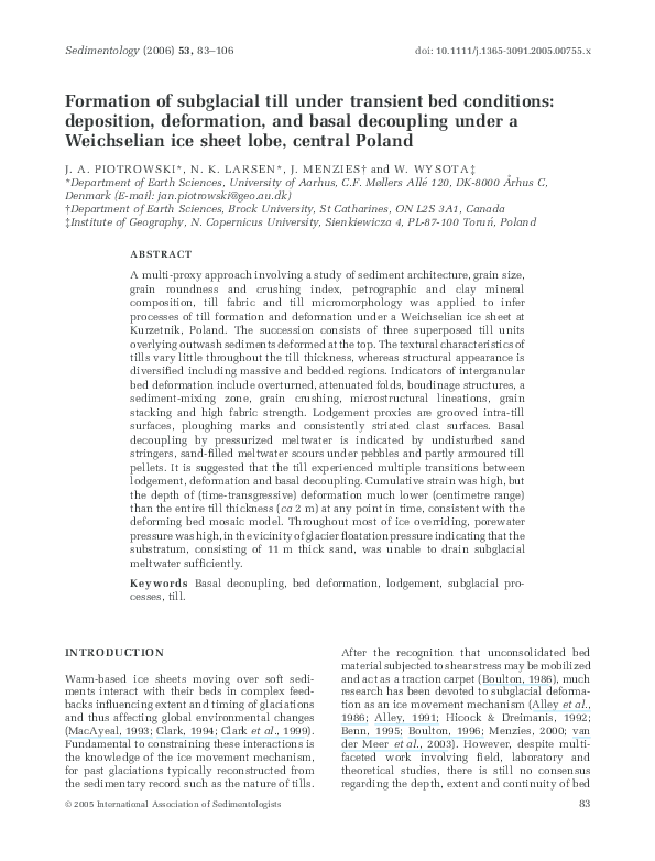 (PDF) Formation of subglacial till under transient bed conditions ...