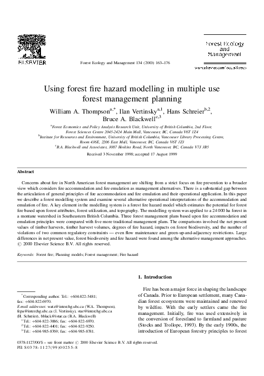 (PDF) Using forest fire hazard modelling in multiple use forest ...