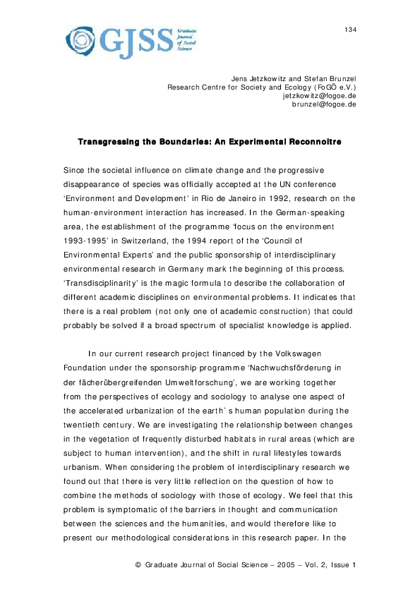 (PDF) Jetzkowitzand Brunzel 2005 Transgressing the Boundaries