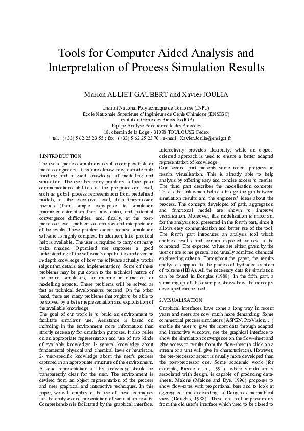 (PDF) Tools for computer aided analysis and interpretation of process ...