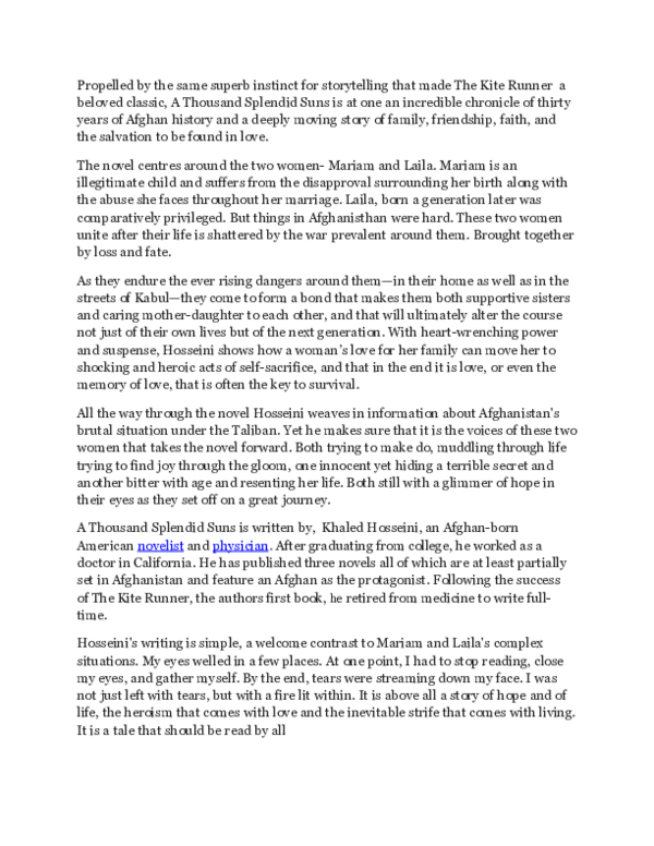 (DOC) A Thousand Splendid Suns