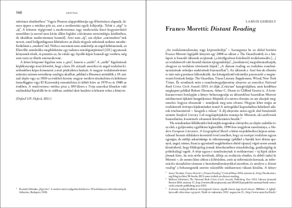 (PDF) Franco Moretti: Distant Reading