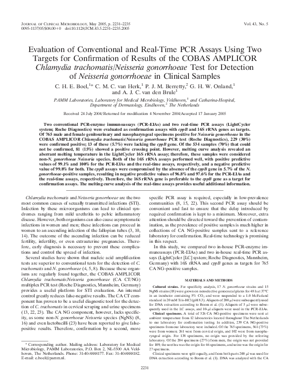 (PDF) Evaluation of Conventional and Real-Time PCR Assays Using Two ...