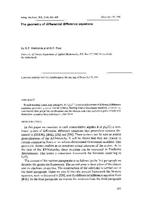 (PDF) The geometry of differential difference equations
