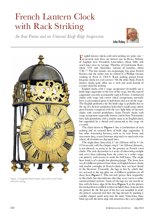 (PDF) French Lantern Clock with Rack Striking