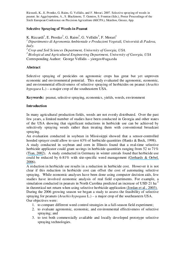 (PDF) Selective Spraying of Weeds in Peanut