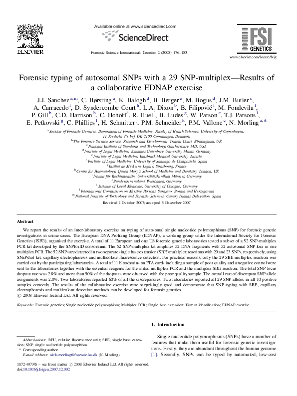 (PDF) Forensic typing of autosomal SNPs with a 29 SNP-multiplex—Results ...
