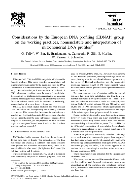 (PDF) Considerations by the European DNA profiling (EDNAP) group on the ...