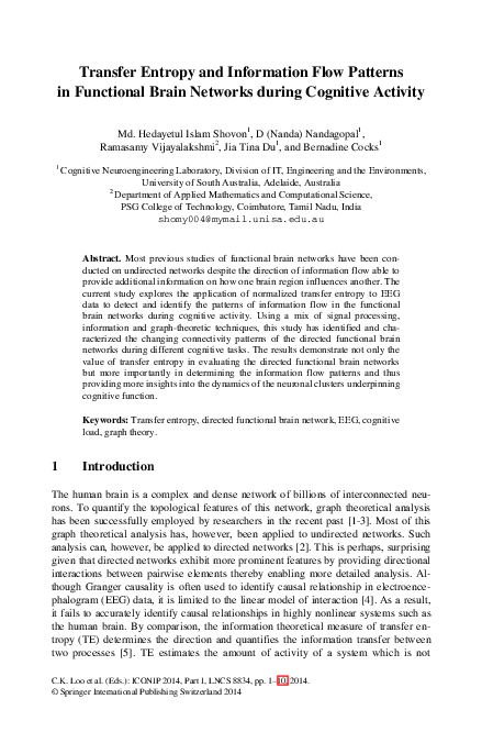 (PDF) Transfer Entropy and Information Flow Patterns in Functional Brain Networks during ...