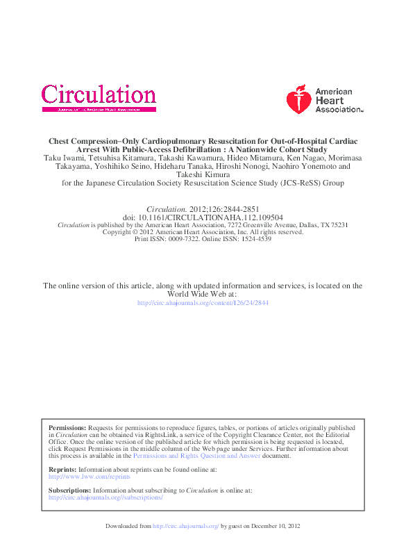 (PDF) Chest Compression-Only Cardiopulmonary Resuscitation for Out-of ...
