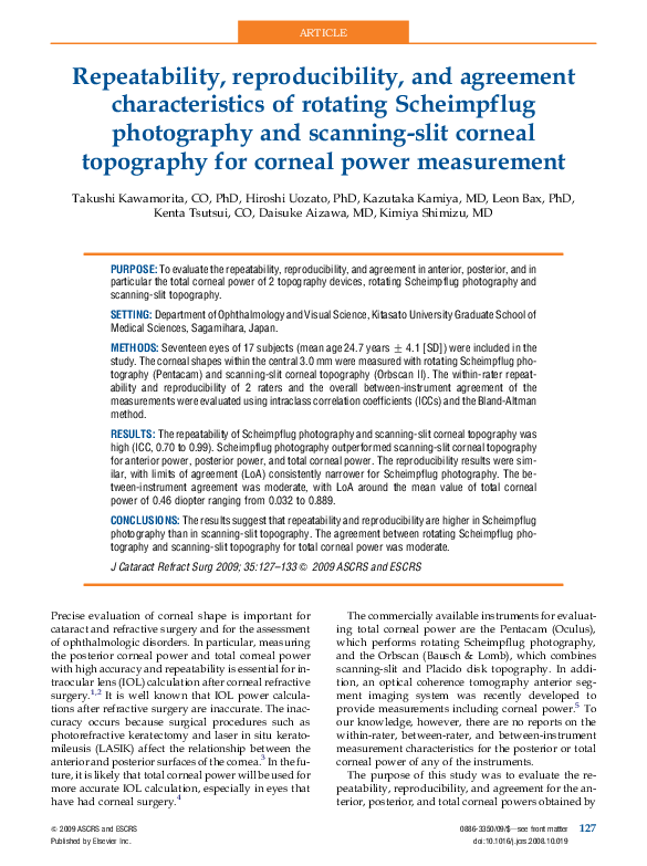 (PDF) Repeatability, Reproducibility, and Agreement Between Three Different Scheimpflug Systems ...