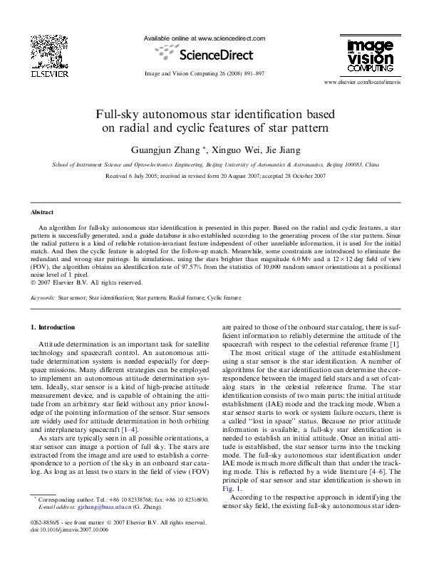(PDF) Full-sky autonomous star identification based on radial and cyclic features of star pattern