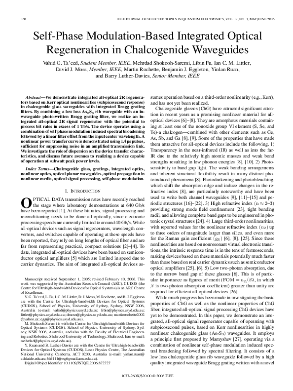 (PDF) Self-phase modulation-based integrated optical regeneration in ...