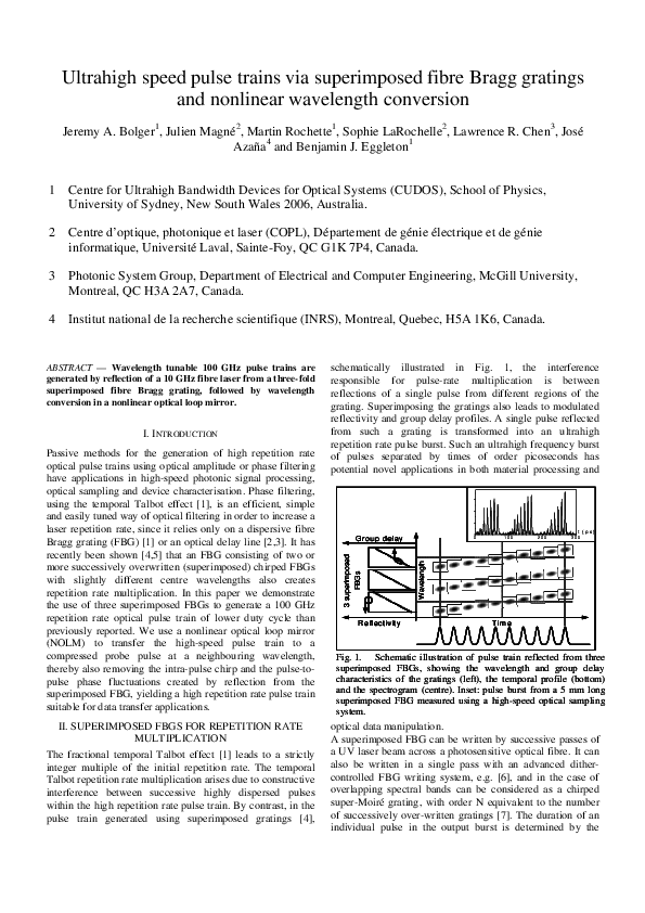 (PDF) Ultrahigh speed pulse trains via superimposed fibre Bragg ... (PDF) Ultrahigh speed pulse trains via superimposed fibre Bragg ...