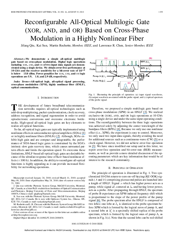 (PDF) Reconfigurable All-Optical Multilogic Gate ( xor , and , and or ...
