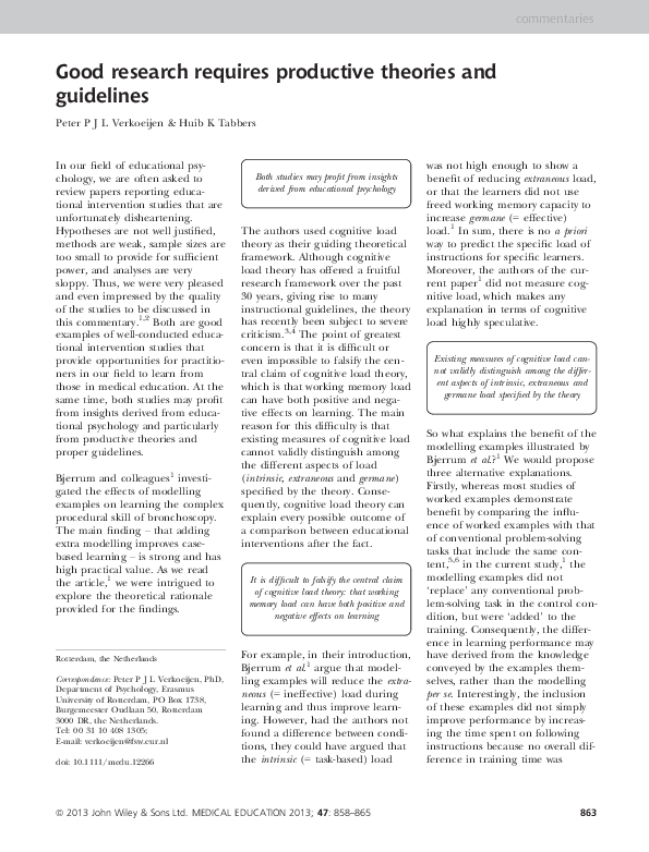 (PDF) Good research requires productive theories and guidelines