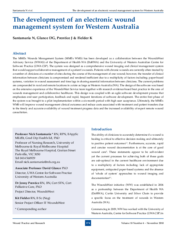 (PDF) The development of an electronic wound management system for ...