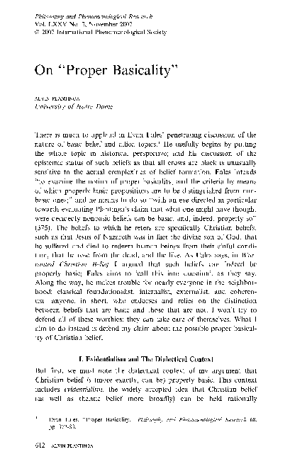 (PDF) Proper Basicality