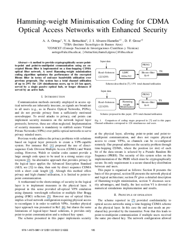 (PDF) Hamming-weight minimisation coding for CDMA optical access networks with enhanced security