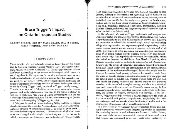 (PDF) Bruce Trigger's Impact on Ontario Iroquoian Studies