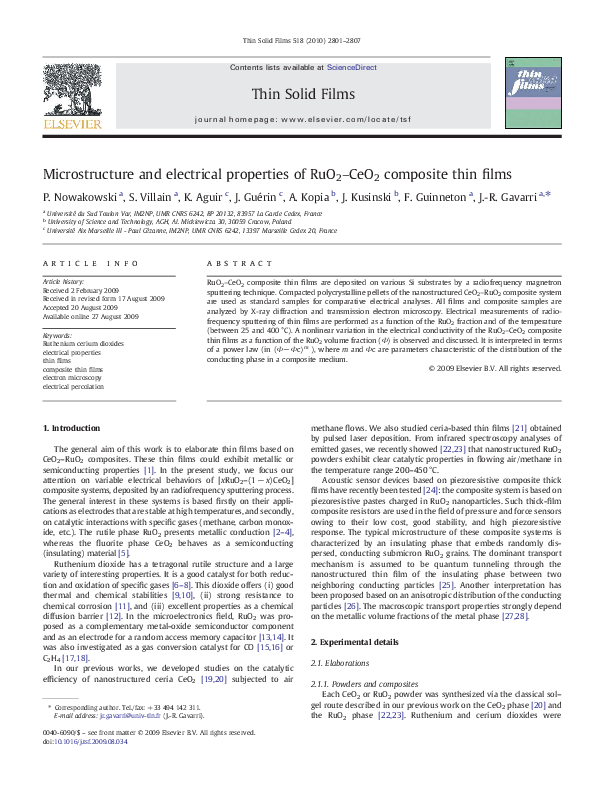 (PDF) Microstructure and electrical properties of RuO2–CeO2 composite thin films