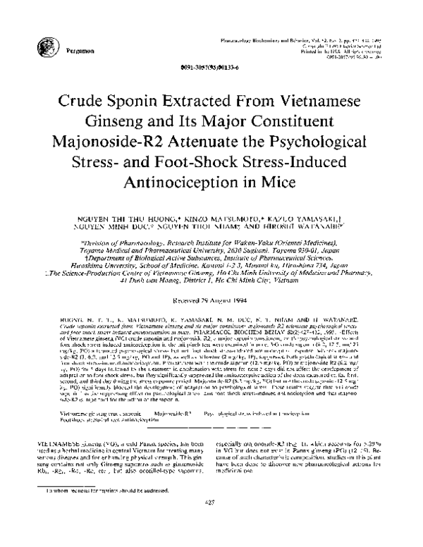 (PDF) Crude sponin extracted from Vietnamese ginseng and its major ...